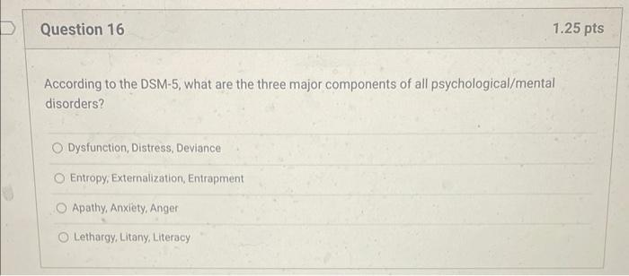 Solved According to the DSM-5, what are the three major | Chegg.com