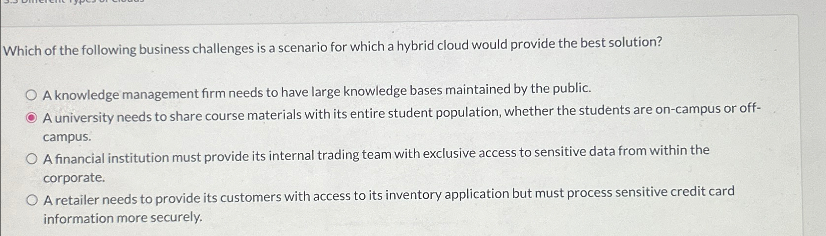Solved Which of the following business challenges is a | Chegg.com