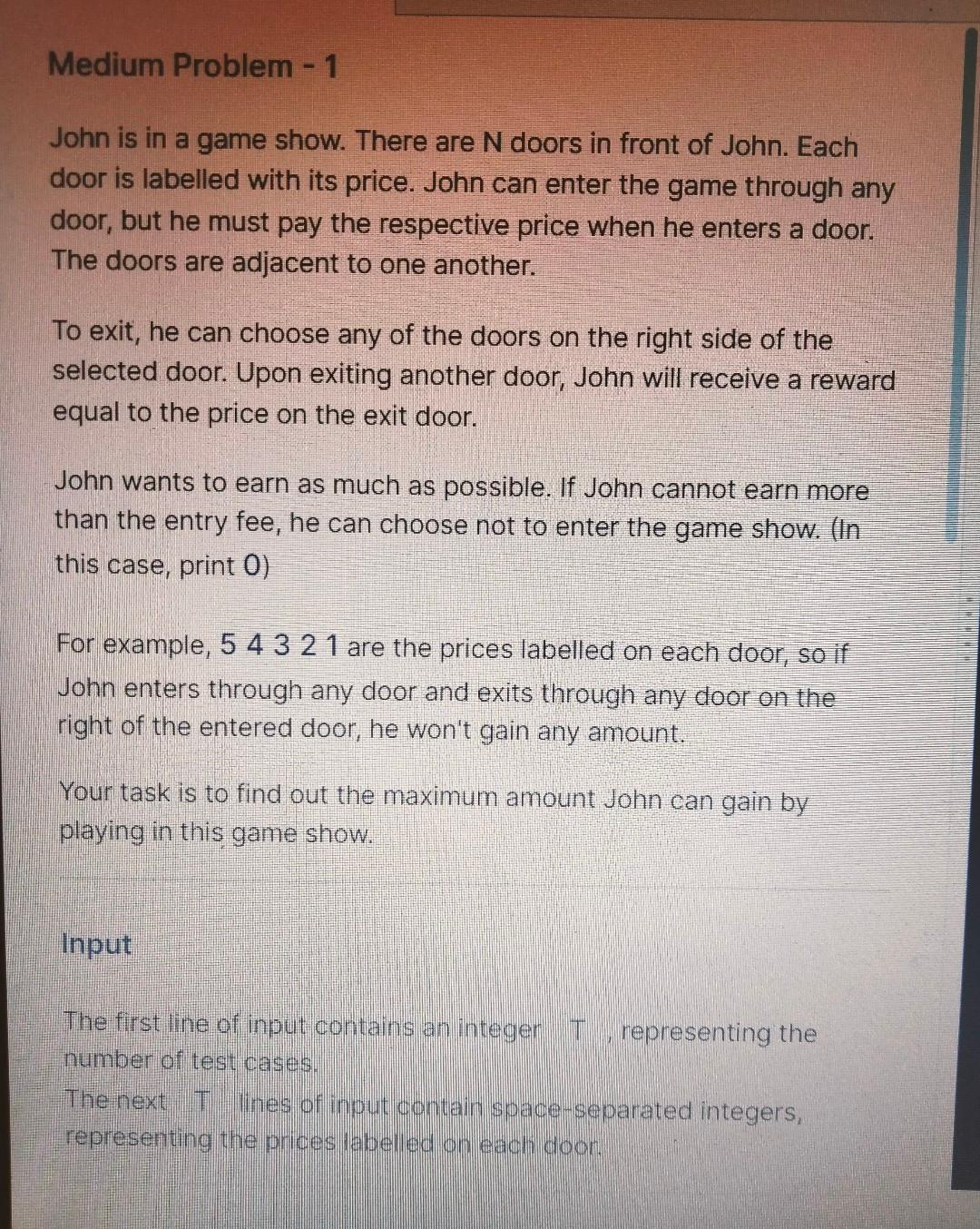 Solved John is in a game show. There are N doors in front of | Chegg.com