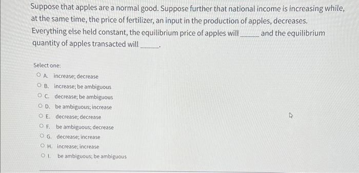 Solved Suppose that apples are a normal good. Suppose | Chegg.com