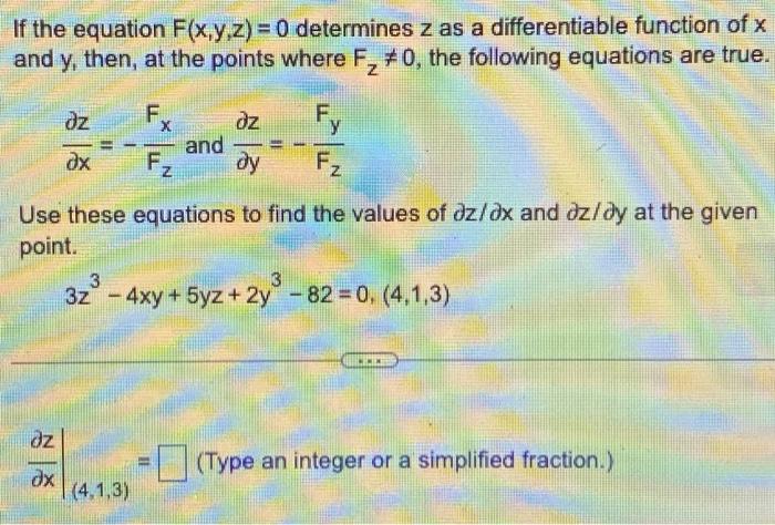 Solved If the equation F(x,y,z)=0 determines z as a | Chegg.com
