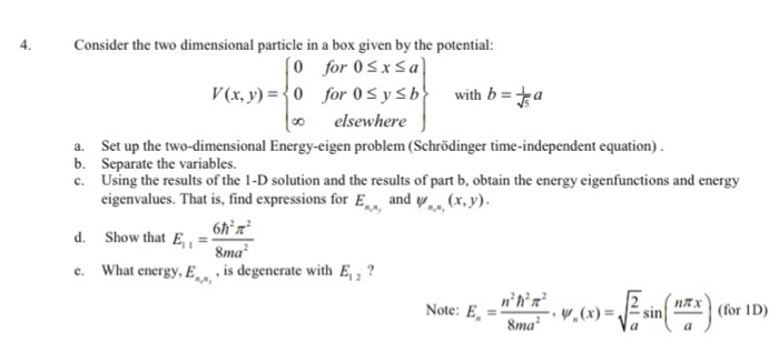 Solved Consider the two dimensional particle in a box given | Chegg.com