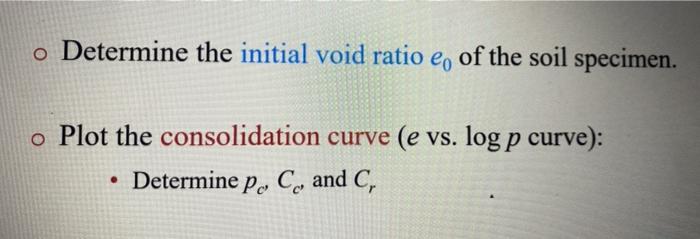 Solved o Determine the initial void ratio e, of the soil | Chegg.com