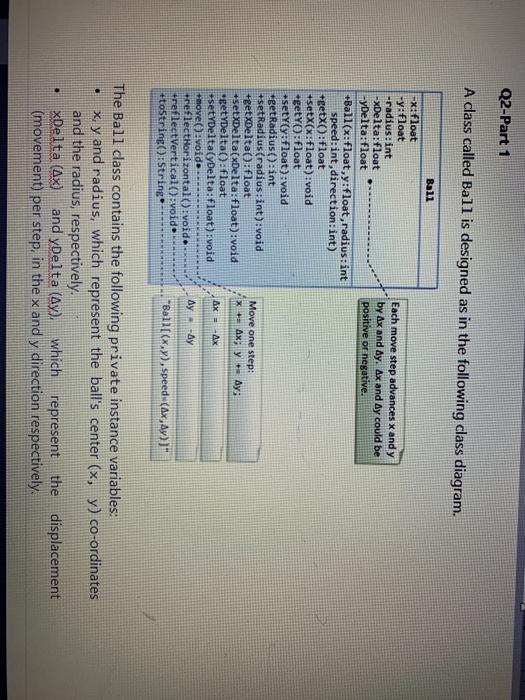Solved Q2-Part 1 A class called Ball is designed as in the | Chegg.com