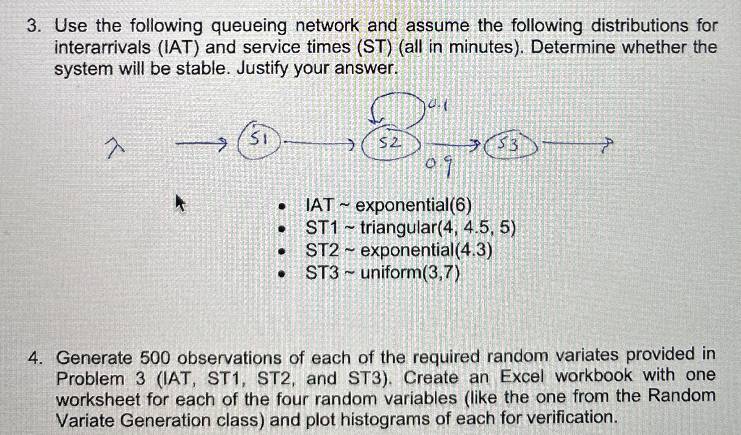 Solved Use the following queueing network and assume the | Chegg.com