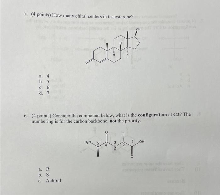 Solved 5. (4 points) How many chiral centers in | Chegg.com Solved 5. (4 points) How many chiral centers in | Chegg.com