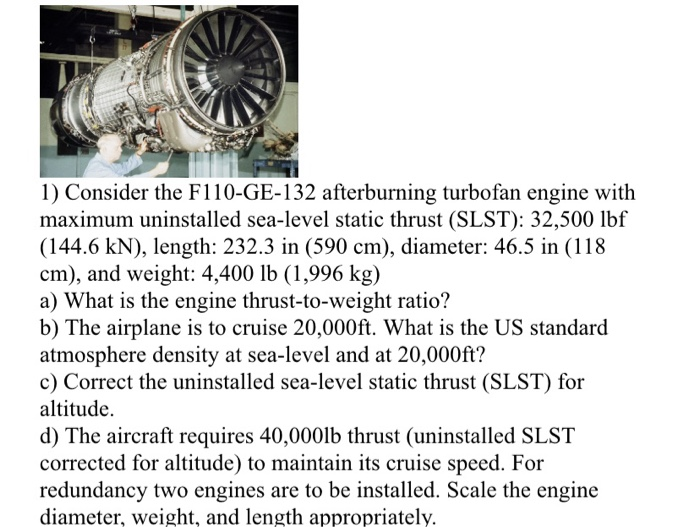 Solved 1) Consider the F110-GE-132 afterburning turbofan | Chegg.com