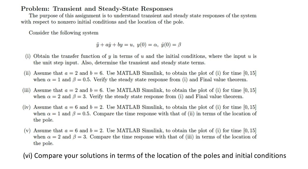 Solved Problem: Transient and Steady-State Responses The | Chegg.com