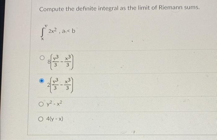 Solved Compute the definite integral as the limit of Riemann | Chegg.com