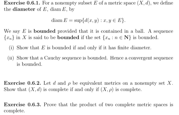 Solved Exercise 0.6.1. For a nonempty subset E of a metric | Chegg.com