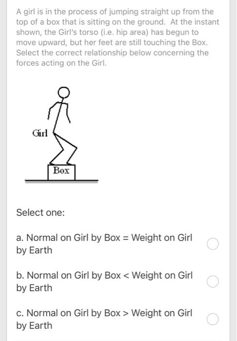 Solved A girl is in the process of jumping straight up from | Chegg.com