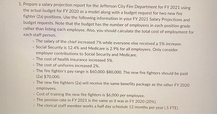 Solved 1. Prepare a salary projection report for the | Chegg.com