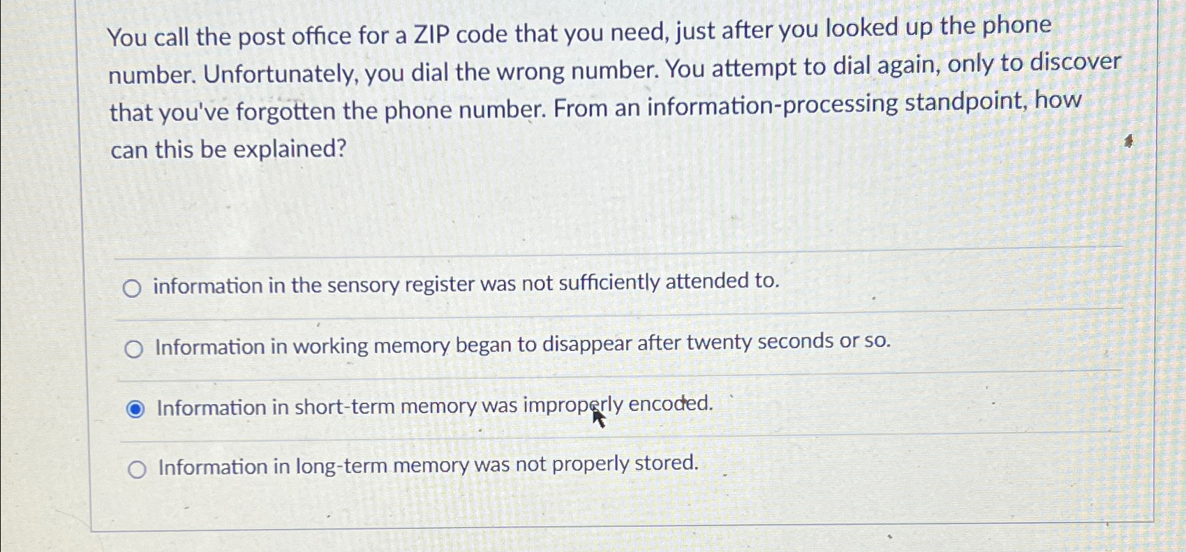Solved You call the post office for a ZIP code that you | Chegg.com