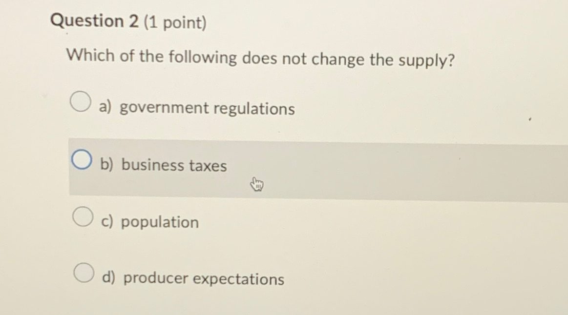Solved Question 2 (1 ﻿point)Which of the following does not | Chegg.com