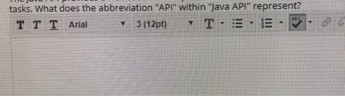 Solved tasks. What does the abbreviation "API" within "Java | Chegg.com