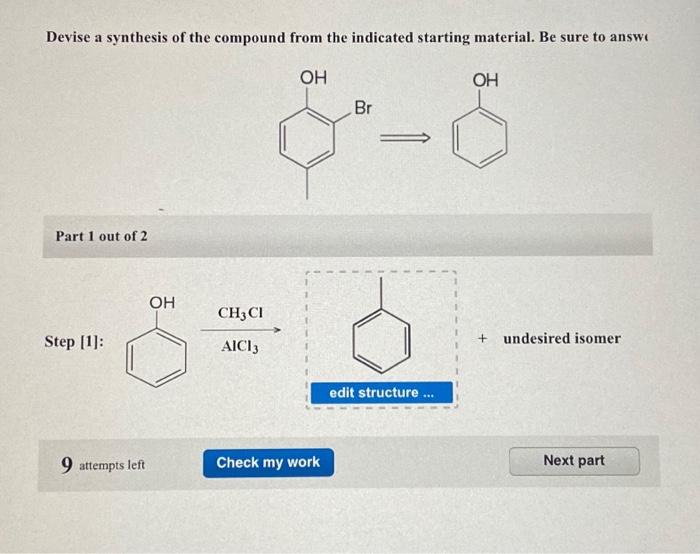 Solved Devise a synthesis of the compound from the indicated | Chegg.com