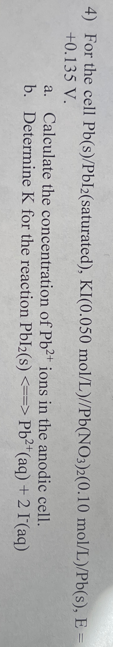 Solved For the cell | Chegg.com