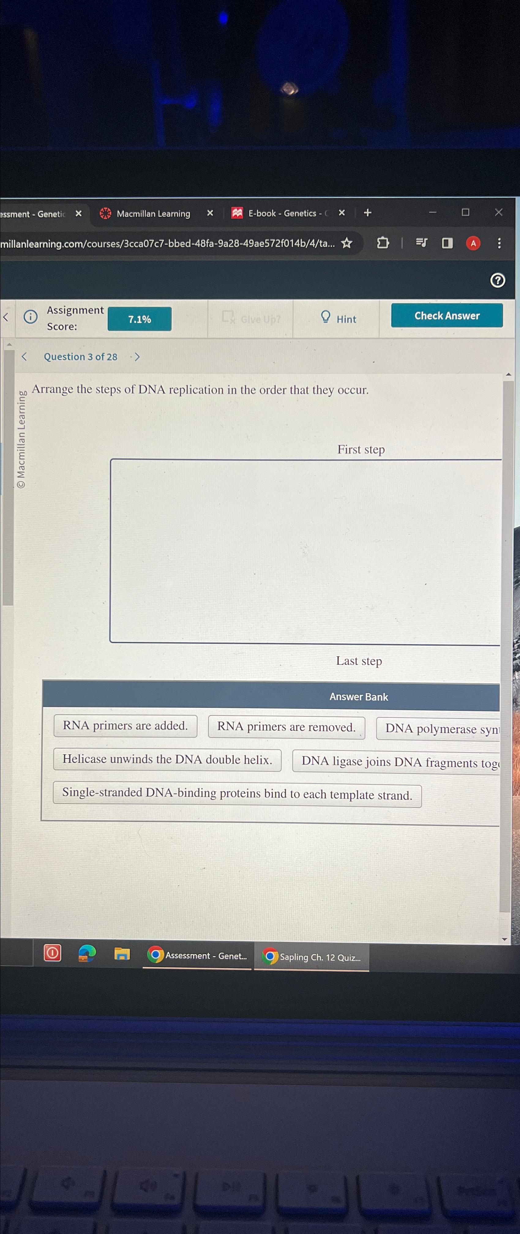 Solved AssignmentScore:HintQuestion 3 ﻿of 28Arrange the | Chegg.com