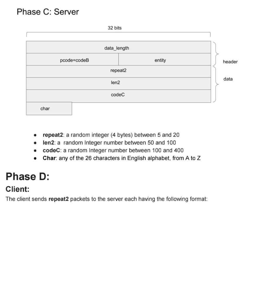 Solved Phase A Client: The client sends a single UDP packet | Chegg.com