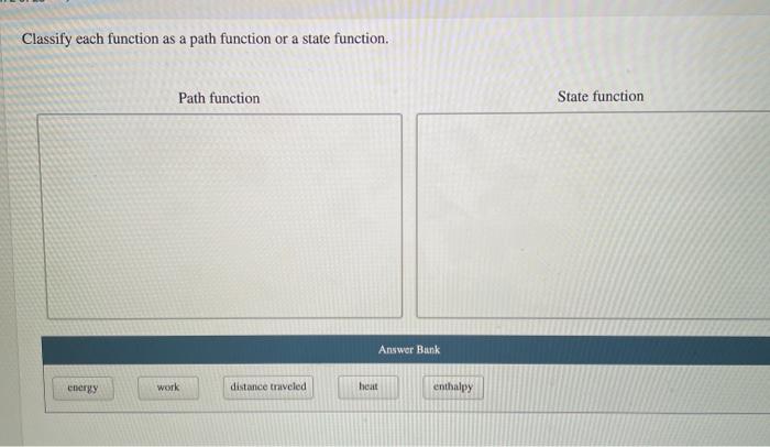 Solved Classify Each Function As A Path Function Or A State 