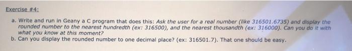 Solved Exercise #4: a. Write and run in Geany a C program | Chegg.com