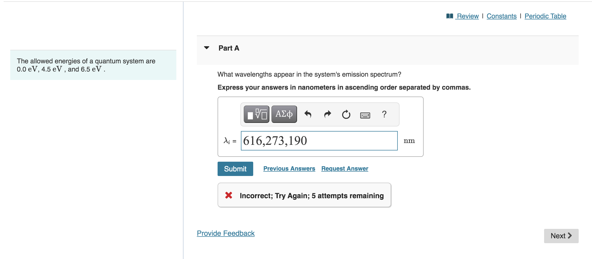Solved Part AThe allowed energies of a quantum system | Chegg.com