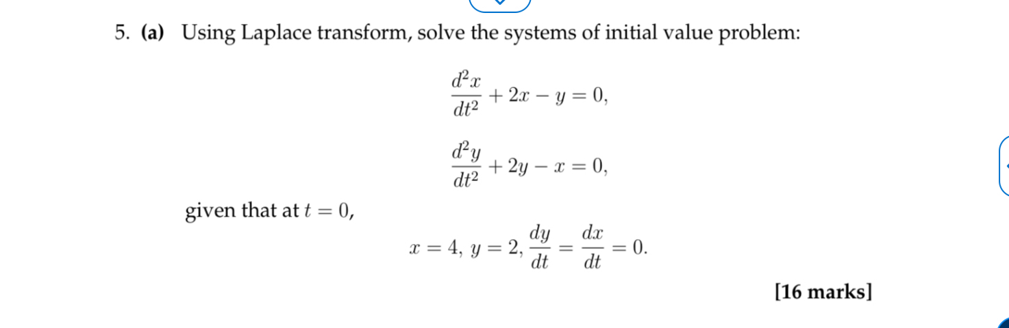 Solved (a) ﻿Using Laplace transform, solve the systems of | Chegg.com