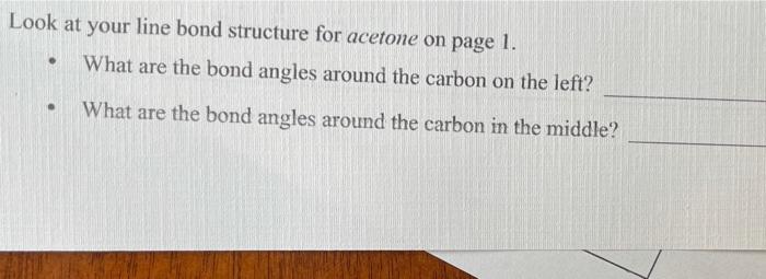 Solved Look at your line bond structure for acetone on page | Chegg.com
