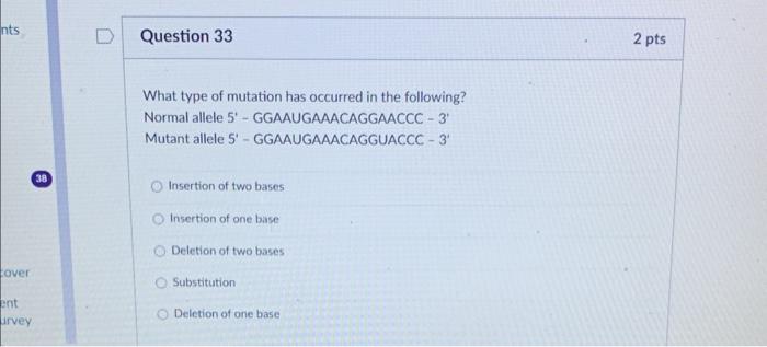 Solved What type of mutation has occurred in the following? | Chegg.com