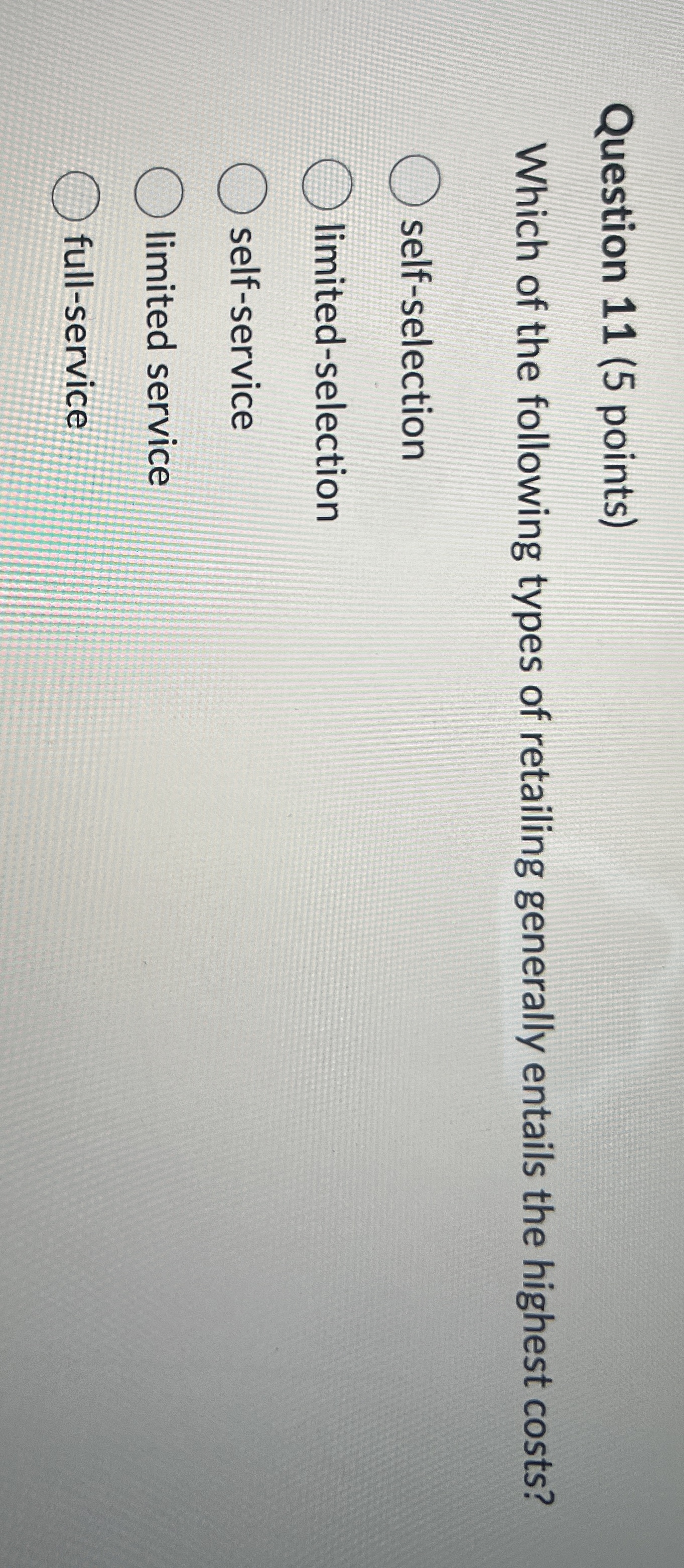 Solved Question 11 (5 ﻿points)Which of the following types | Chegg.com