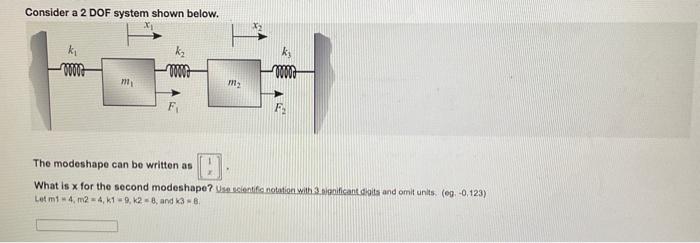 Solved Consider a 2 DOF system shown below. The modeshape | Chegg.com