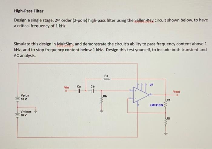 Solved Low-Pass Filter Design a single stage, 2nd order | Chegg.com