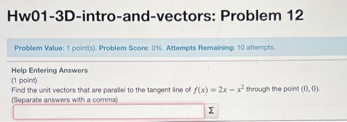 Solved Hw01-3D-intro-and-vectors: Problem 12 Problem Value: | Chegg.com