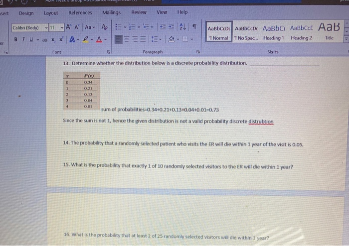 Solved sert Design Layout References Mailings Review View | Chegg.com