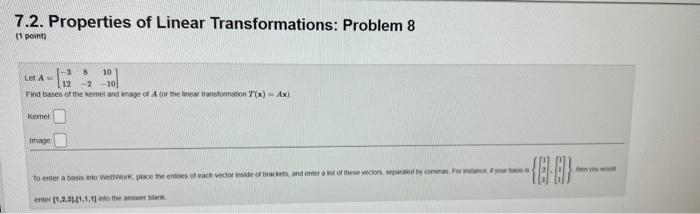 Solved 7.2. Properties of Linear Transformations: Problem 8 | Chegg.com
