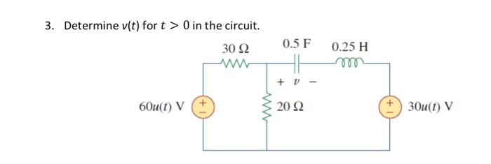 Solved 3. Determine v(t) for t>0 in the circuit. | Chegg.com