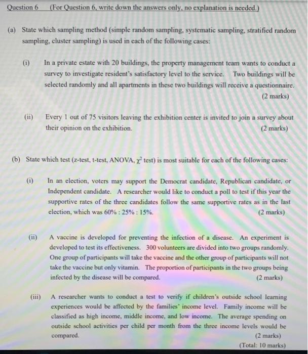Solved Question 6 (For Question 6, write down the answers | Chegg.com Solved Question 6 (For Question 6, write down the answers | Chegg.com
