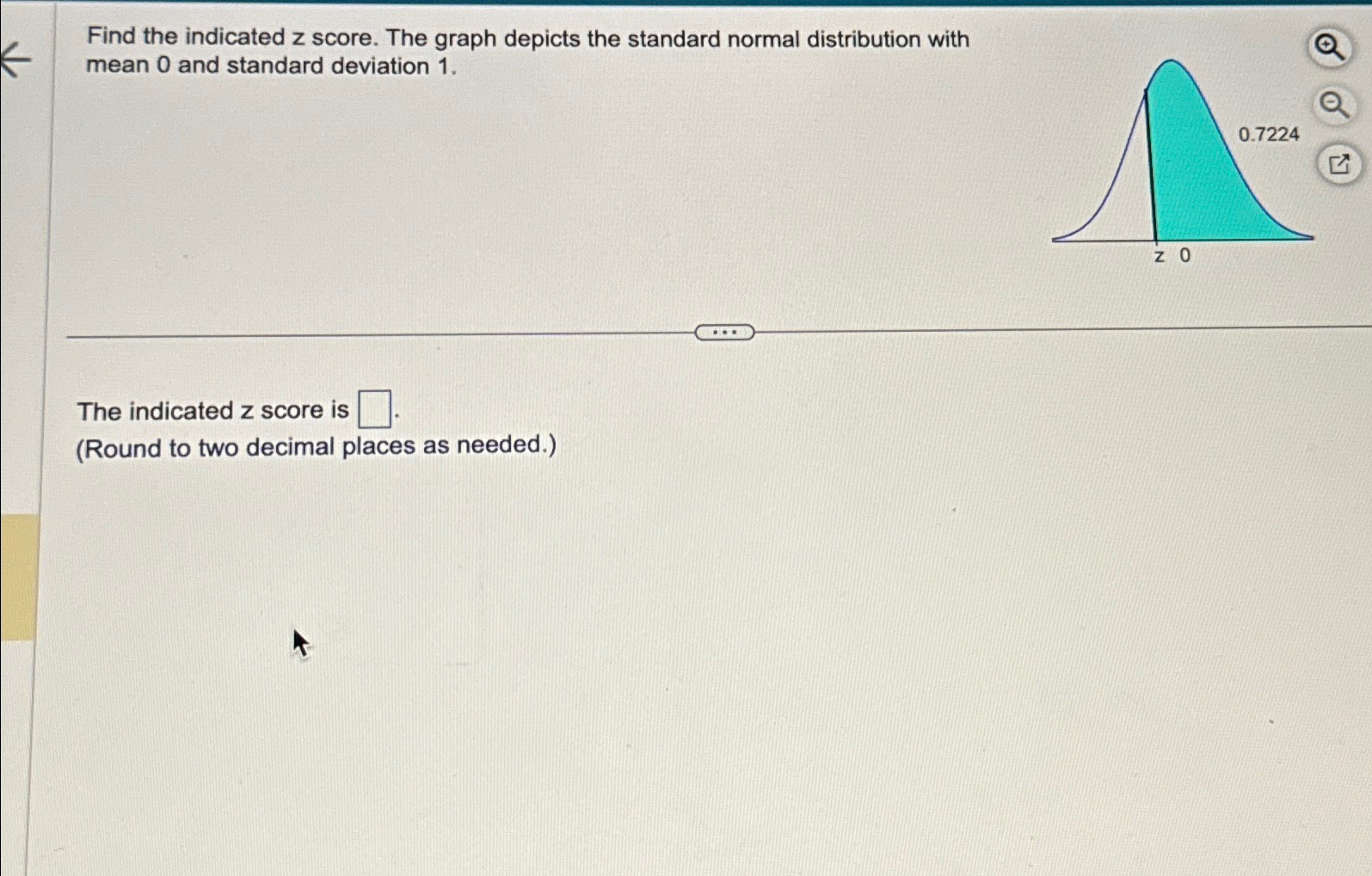 Solved Find the indicated z ﻿score. The graph depicts the | Chegg.com