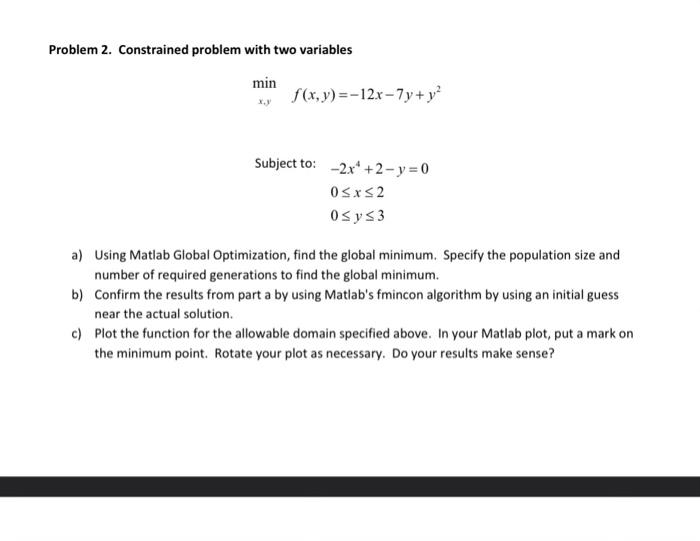 Solved Problem 2. Constrained problem with two variables | Chegg.com