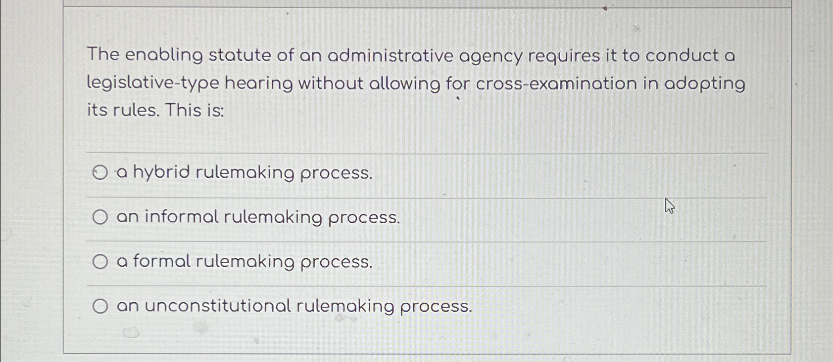 Solved The enabling statute of an administrative agency | Chegg.com