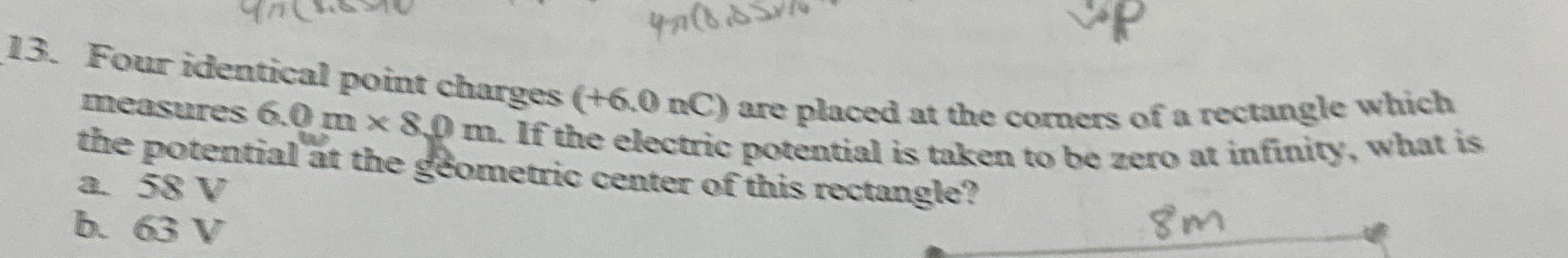 Solved Four identical point charges (+6.0nC) ﻿are placed at | Chegg.com