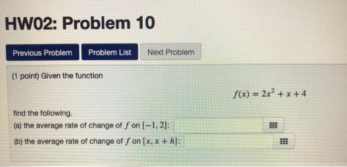 Solved HW02: Problem 10 Previous Problem Problem List Next | Chegg.com