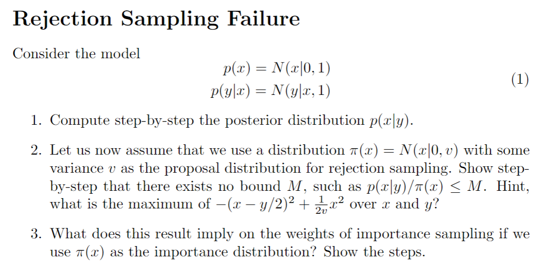 Solved Rejection Sampling FailureConsider the | Chegg.com