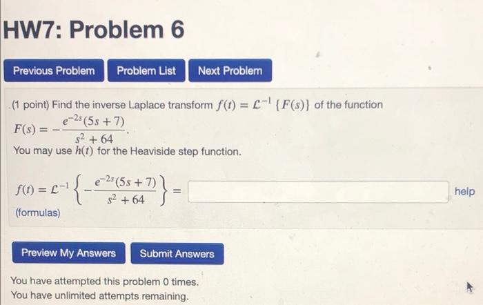 Solved HW7: Problem 6 Previous Problem Problem List Next | Chegg.com