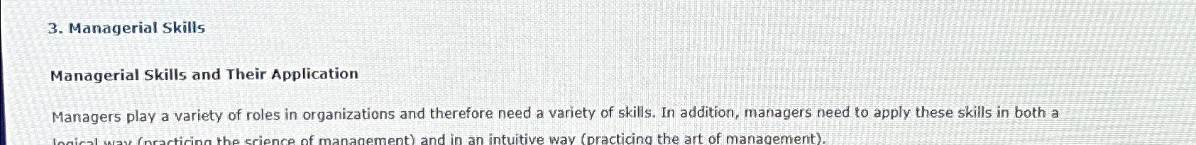 Solved Managerial SkillsManagerial Skills and Their | Chegg.com