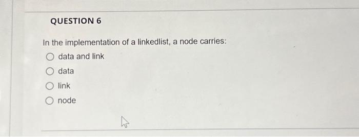 Solved In the implementation of a linkedlist, a node | Chegg.com