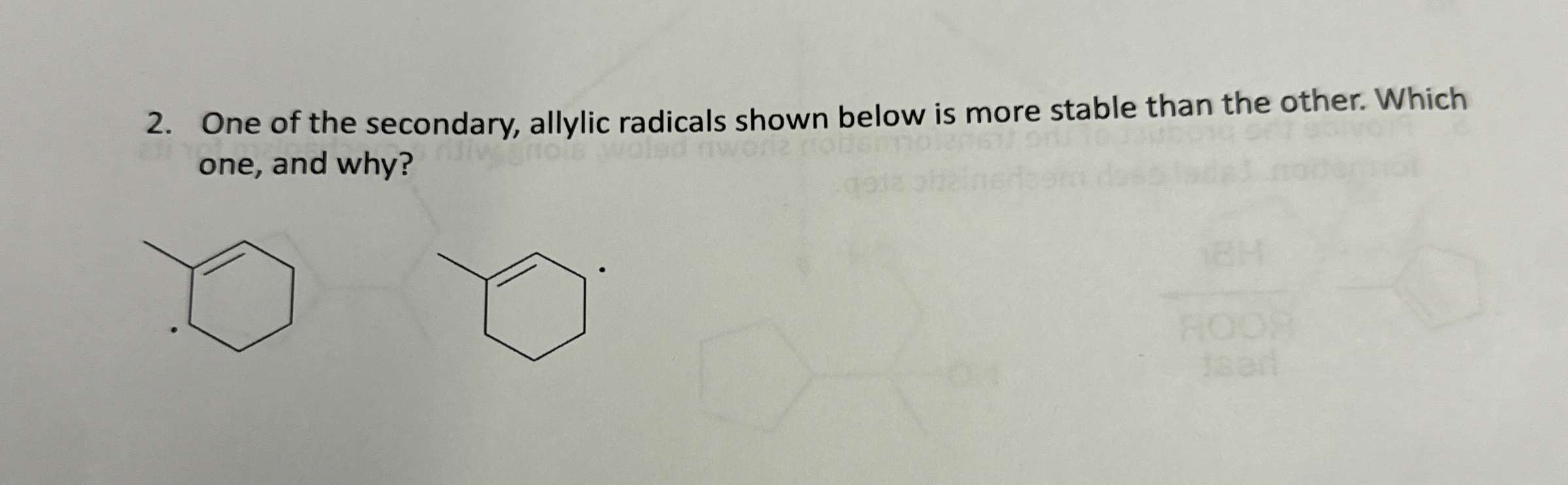 Solved One of the secondary, ﻿allylic radicals shown below | Chegg.com