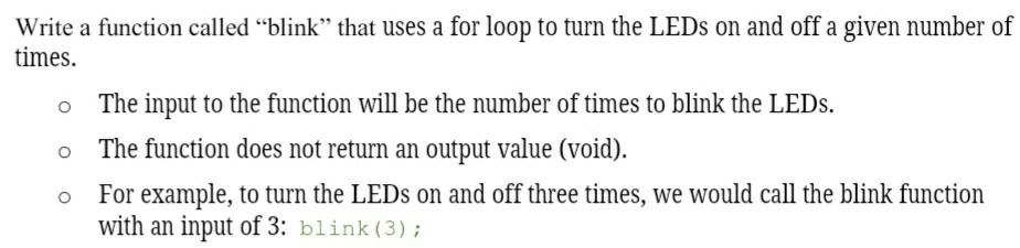 Solved Write a function called “blink” that uses a for loop | Chegg.com