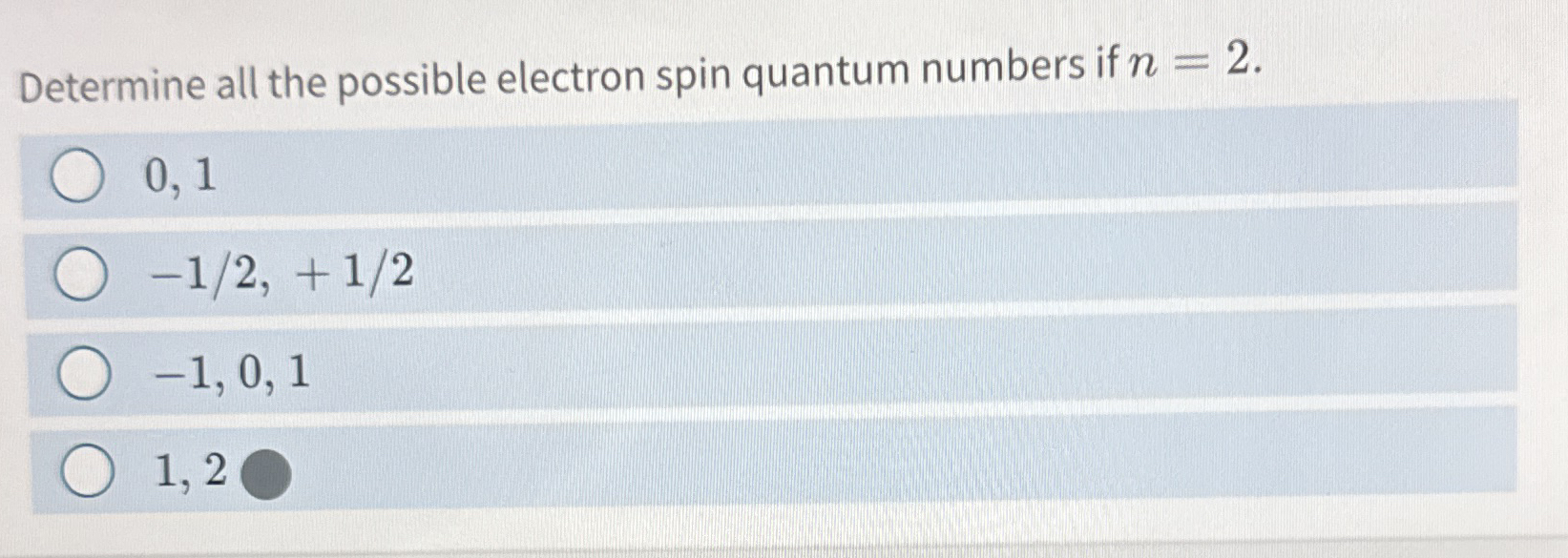 Solved Determine all the possible electron spin quantum | Chegg.com
