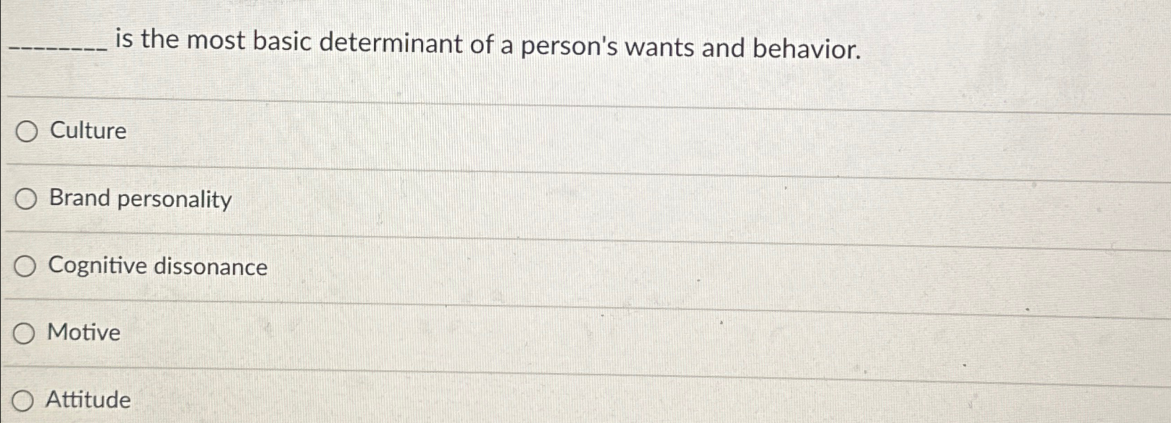 Solved is the most basic determinant of a person's wants and | Chegg.com